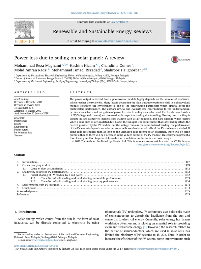 Power Loss Due To Soiling On Solar Panel PDF | PDF | Photovoltaics ...