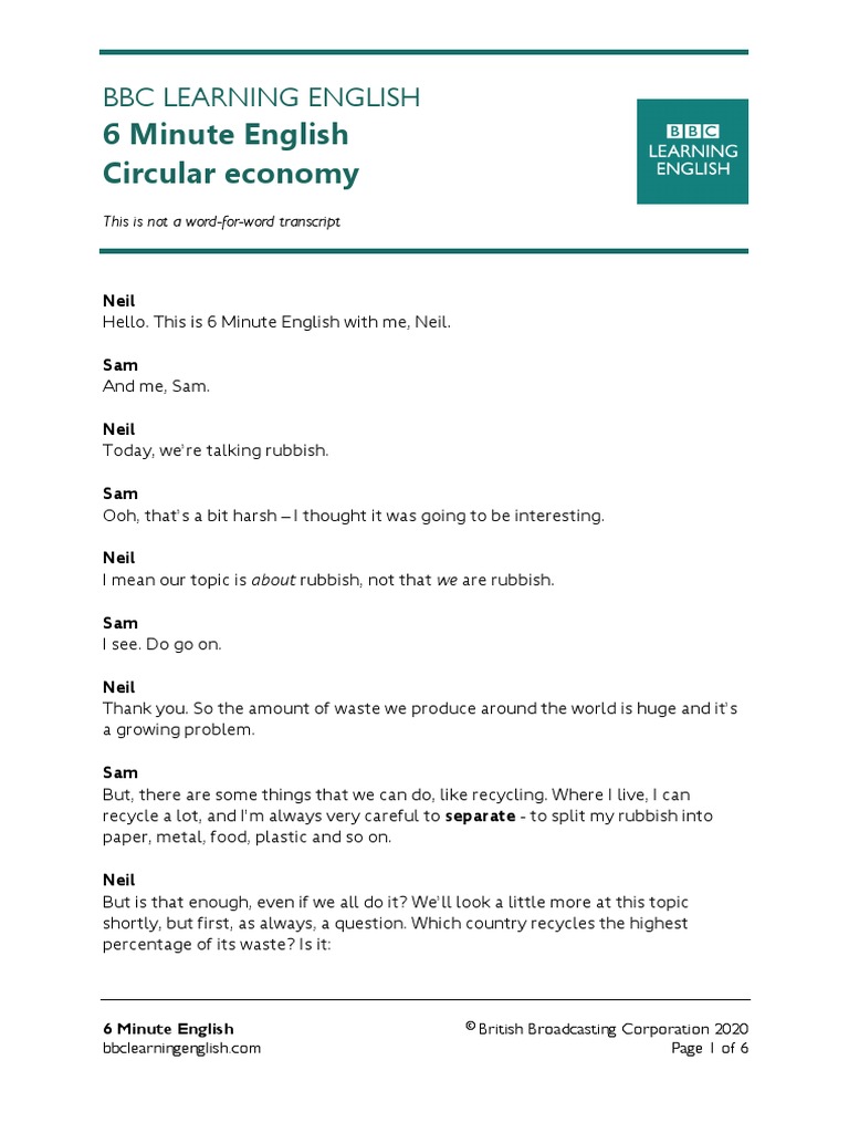 6 Min English Circular Economy | PDF | Recycling | Waste