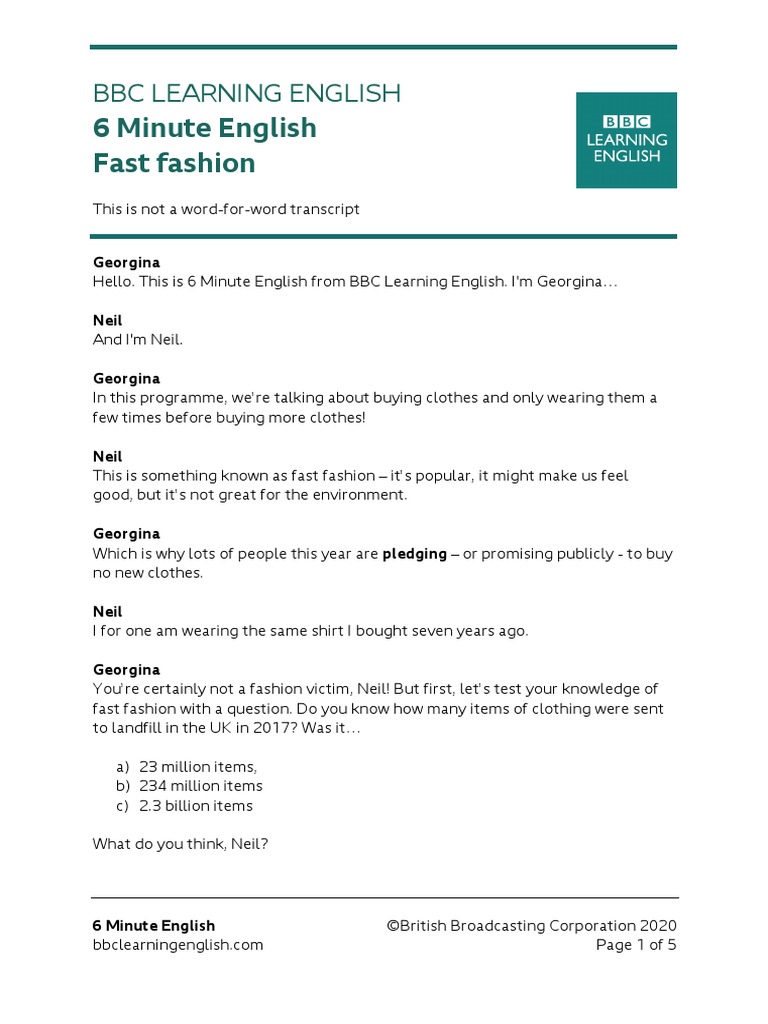 6min English Fast Fashion | PDF | Clothing | Fashion