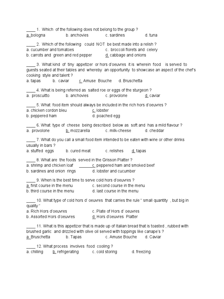 Quiz Appetizers | PDF | Hors D'oeuvre | Salad