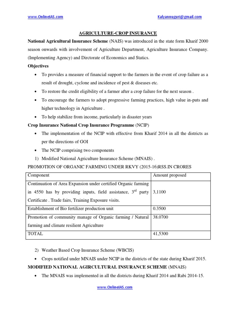 Agriculture-Crop Insurance | PDF | Leasehold Estate | Agriculture
