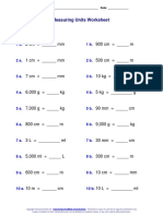 Measurement Units Worksheet | PDF
