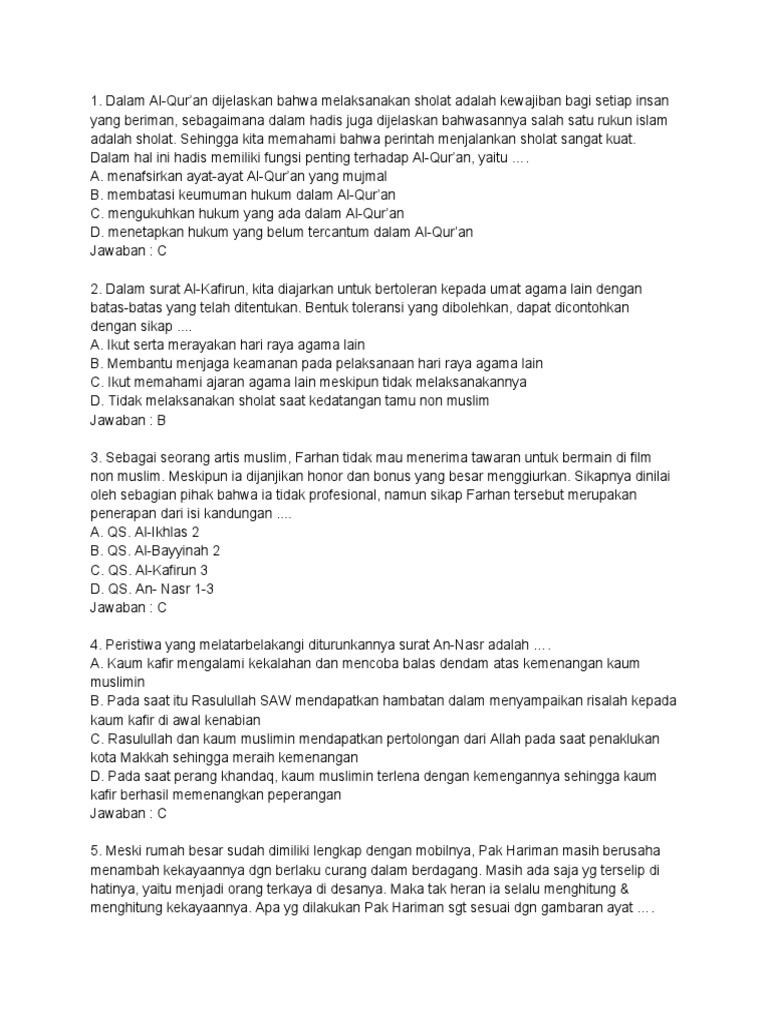 Soal Quran Hadist Pdf