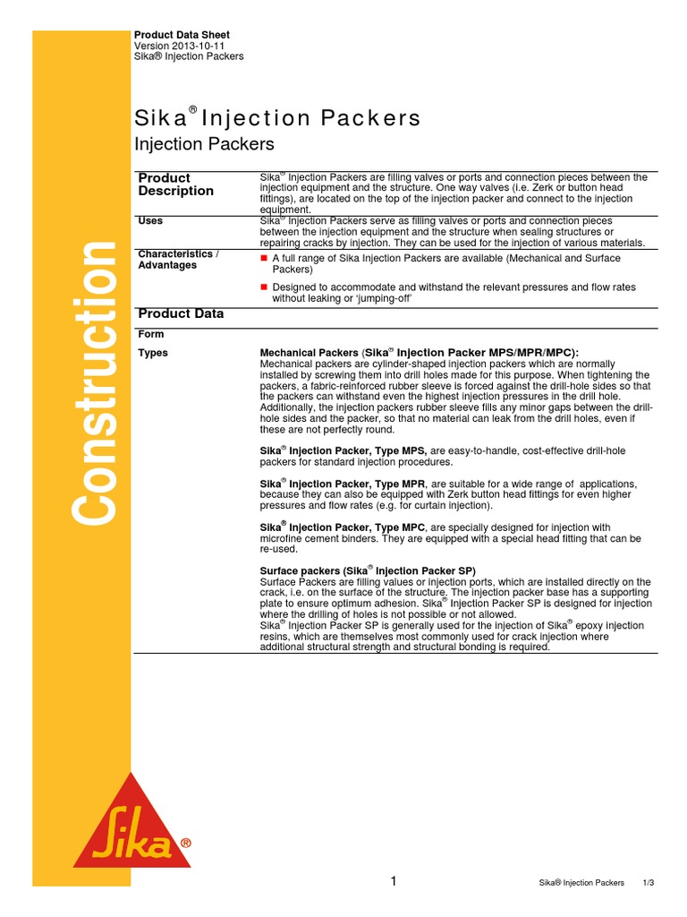 SikaInjection Packers PB ENG | PDF | Valve | Drill