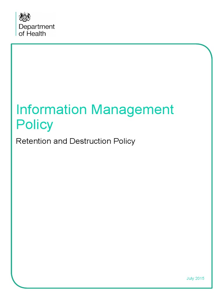 Retention and Destruction Policy | PDF | Records Management | Computer File
