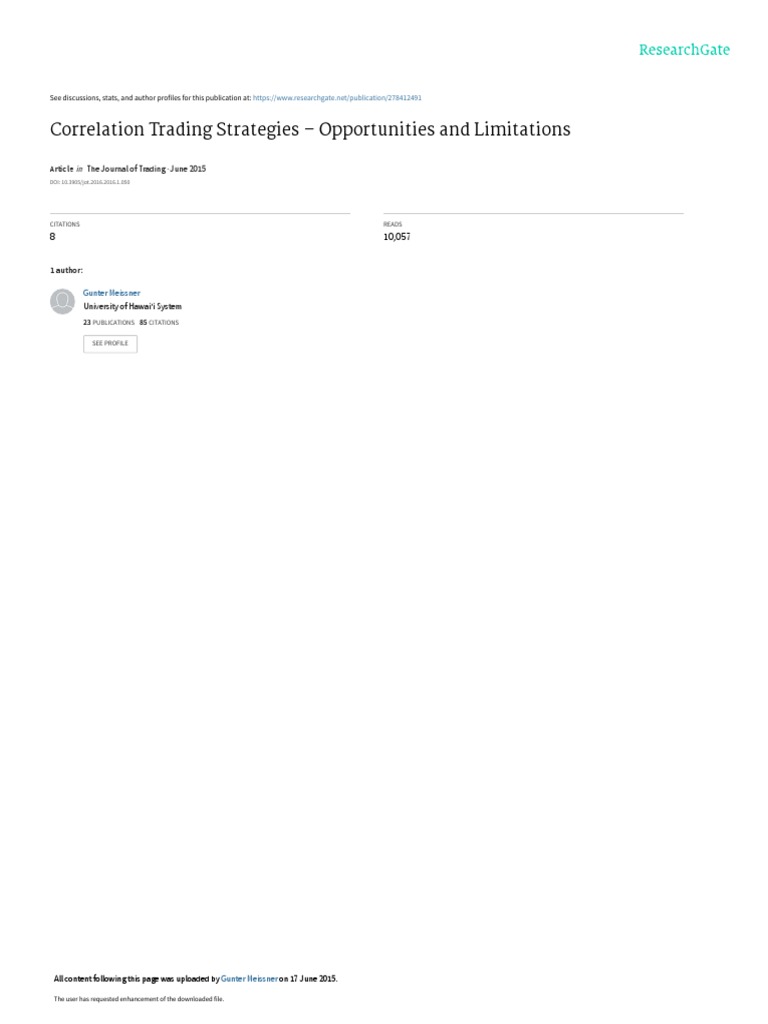 Correlation Trading Strategies - Opportunities and Limitations | PDF | Collateralized Debt ...