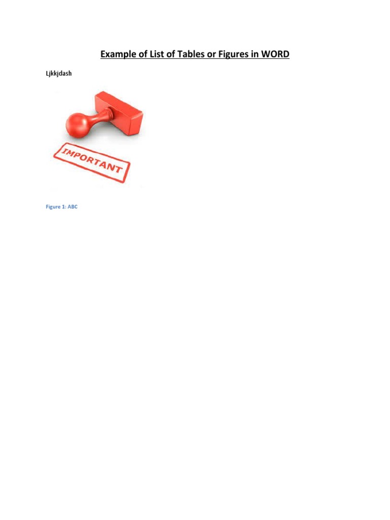 Example of List of Tables or Figures in WORD | PDF