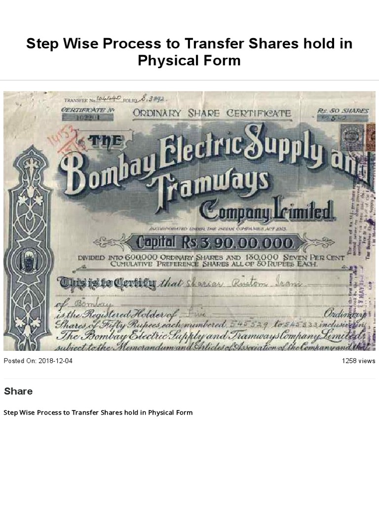 Physical Share Transfer Process Guide | PDF | Payments | Stocks