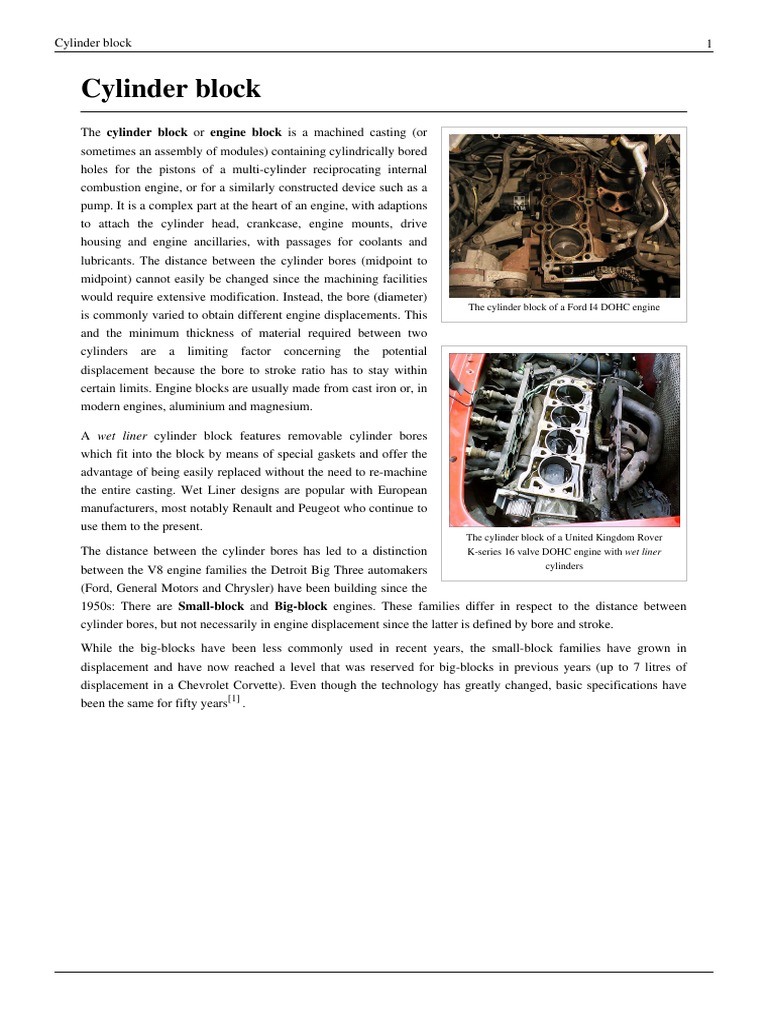 Cylinder Block: The Cylinder Block of A Ford I4 DOHC Engine | PDF | V8 ...