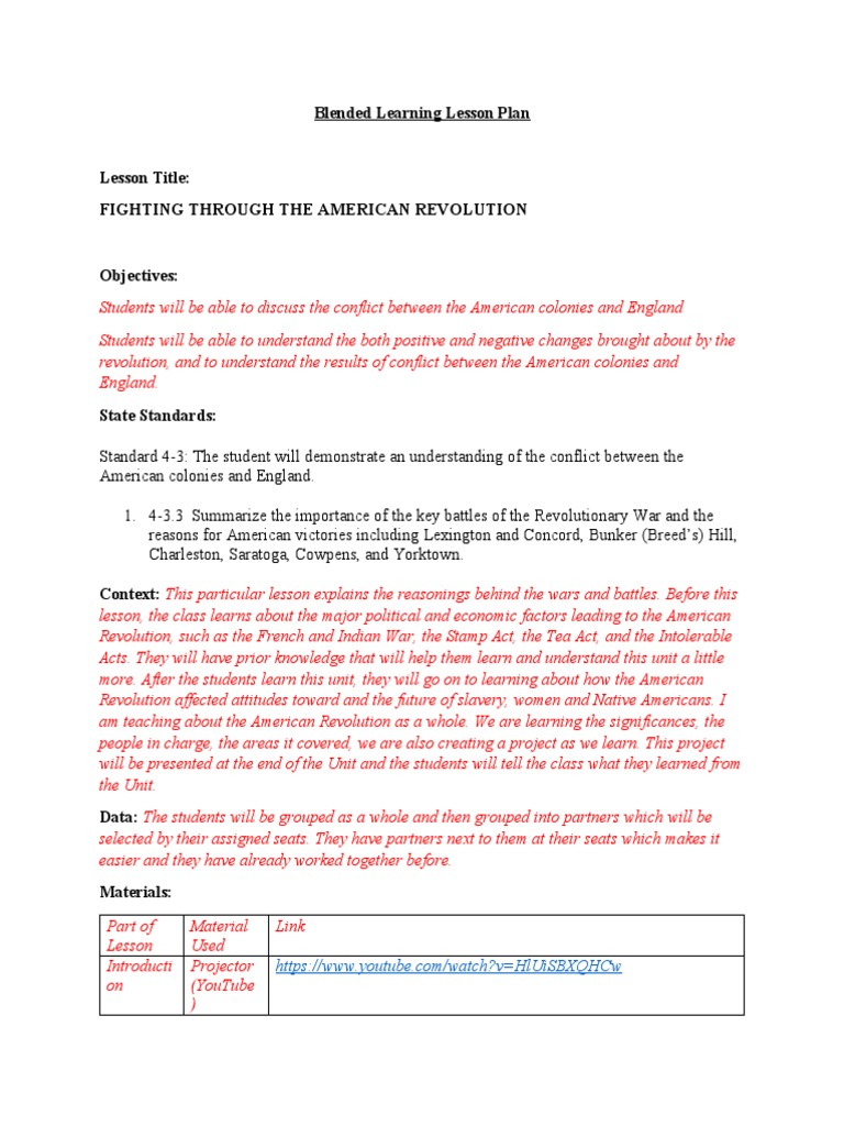 Blended Learning Lesson Plan | PDF | Learning | Cognition