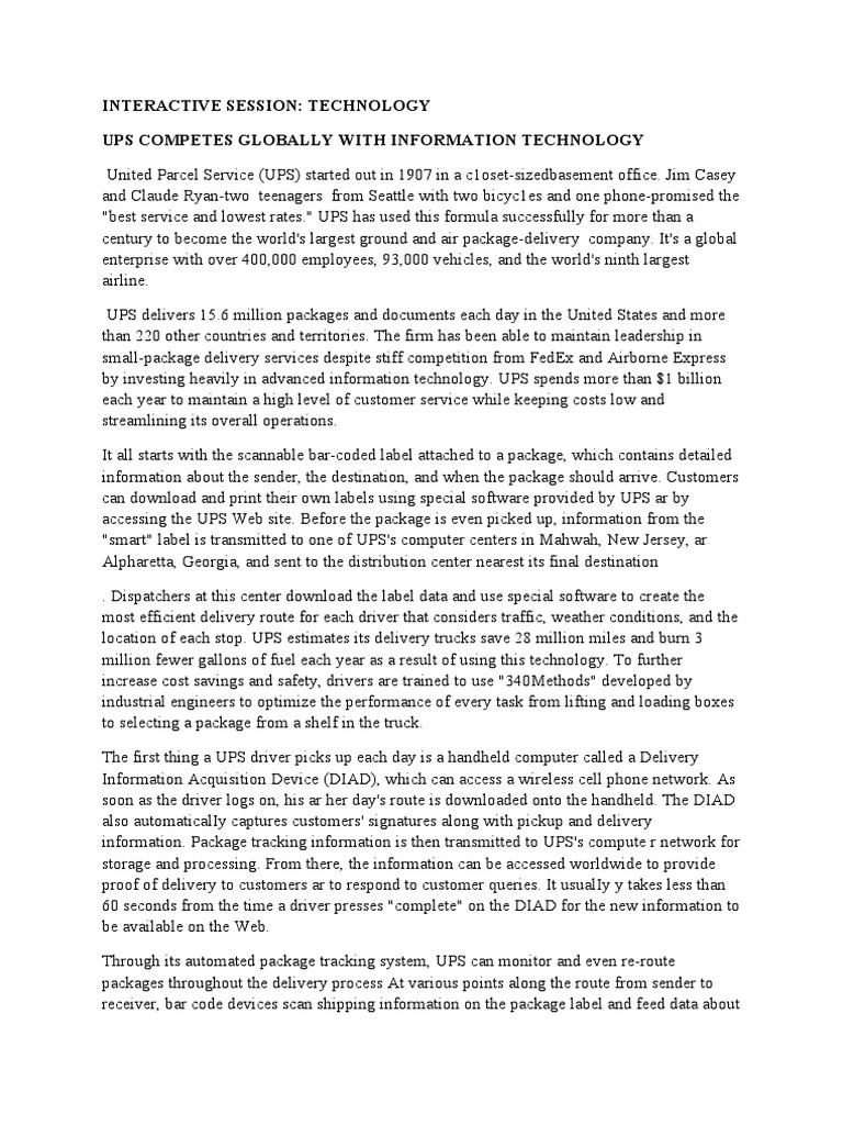 Case Study | PDF | United Parcel Service | Smartphone