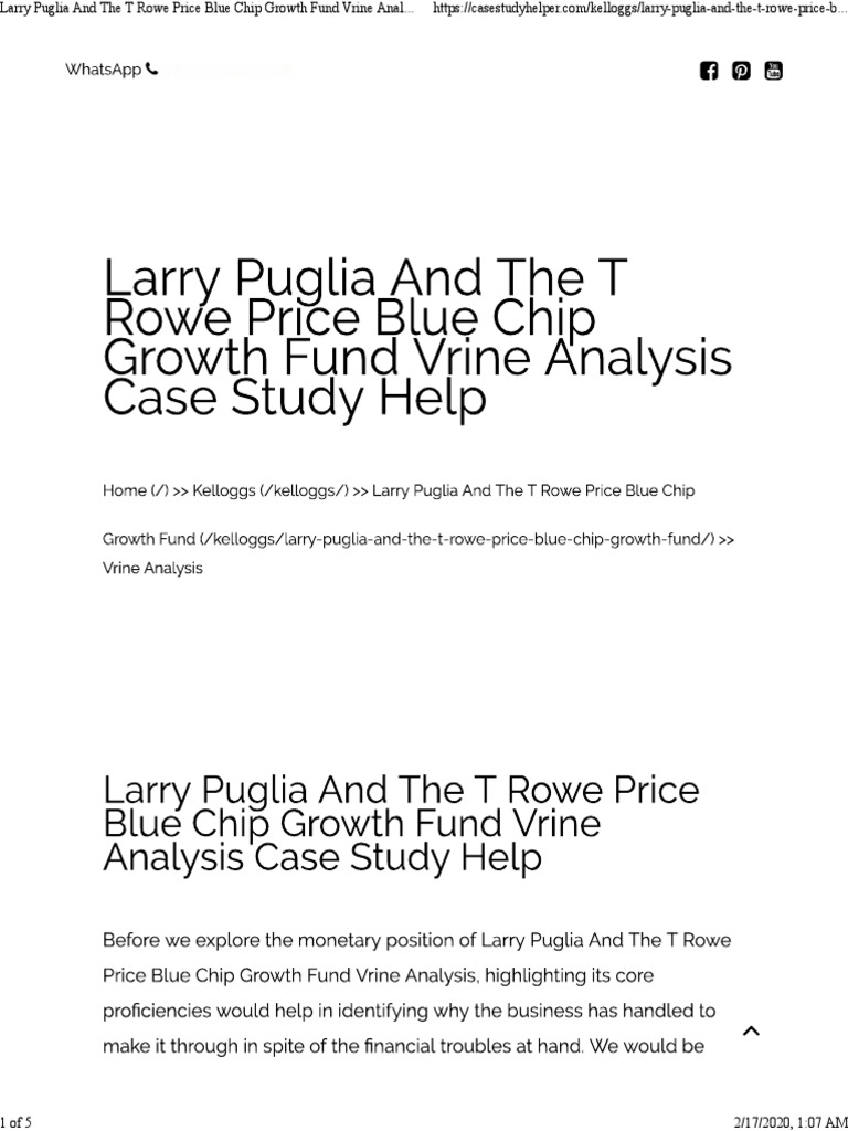 Larry Puglia and The T Rowe Price Blue Chip Growth Fund Vrine Analysis ...