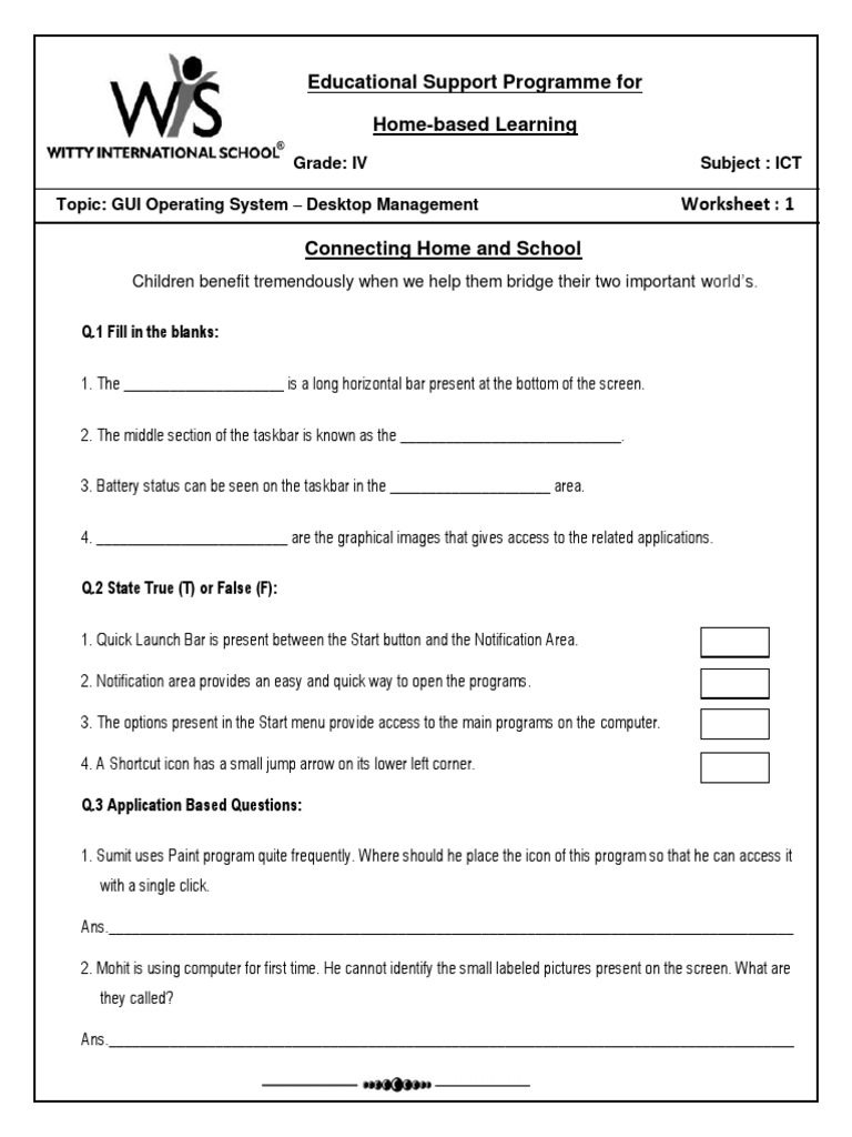 Grade 4 - ICT Worksheet 1 | PDF