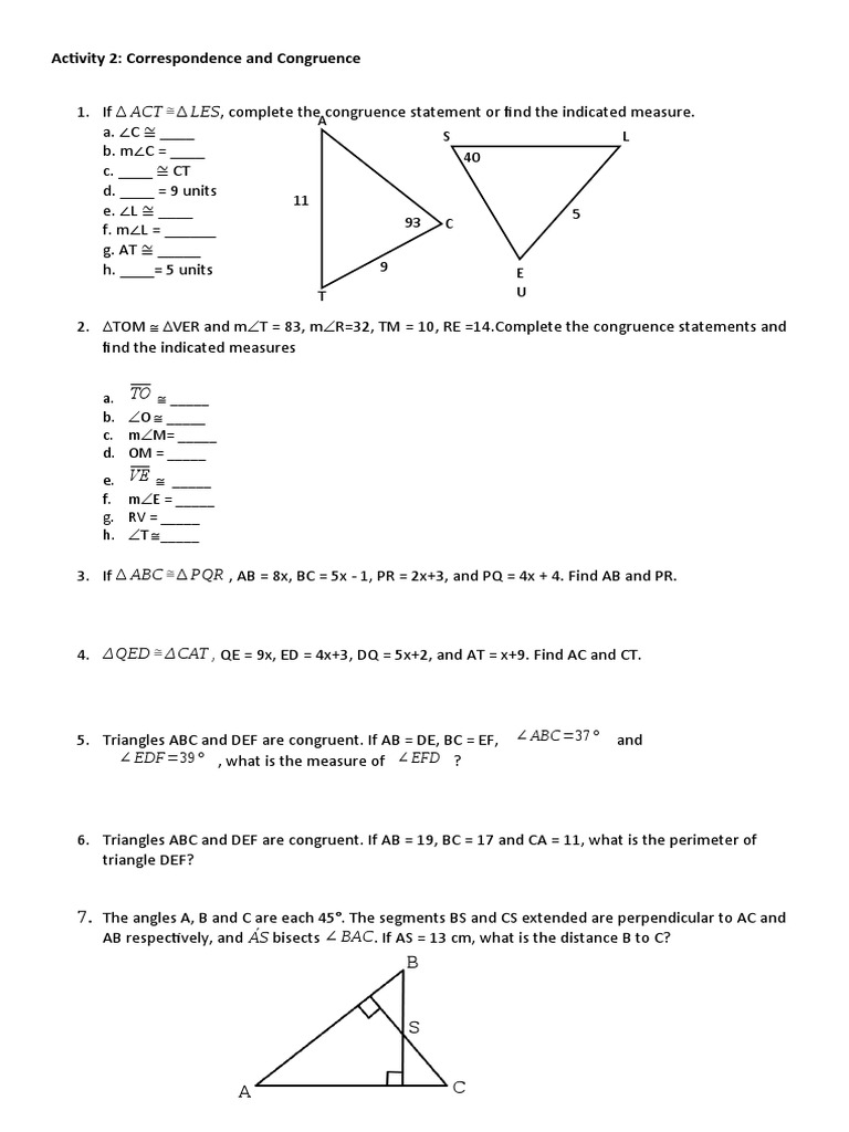 Geometry - 3RD Quarter - Worksheet | PDF | Triangle | Euclidean Geometry