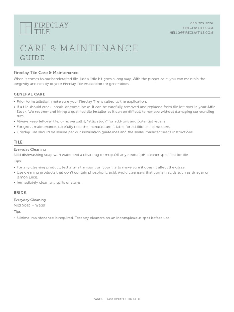 Care and Maintenance Guide | PDF