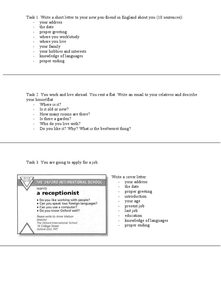 English Writing Practice Tasks | PDF