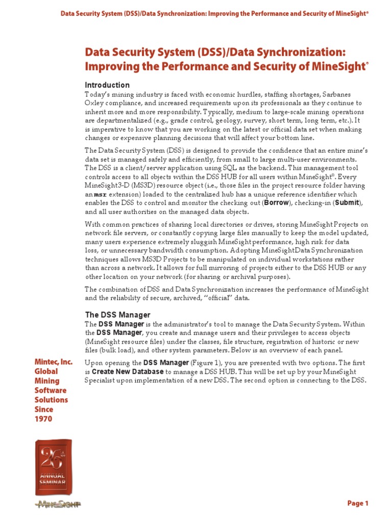 Data Security System (DSS) /data Synchronization: Improving The Performance and Security of ...