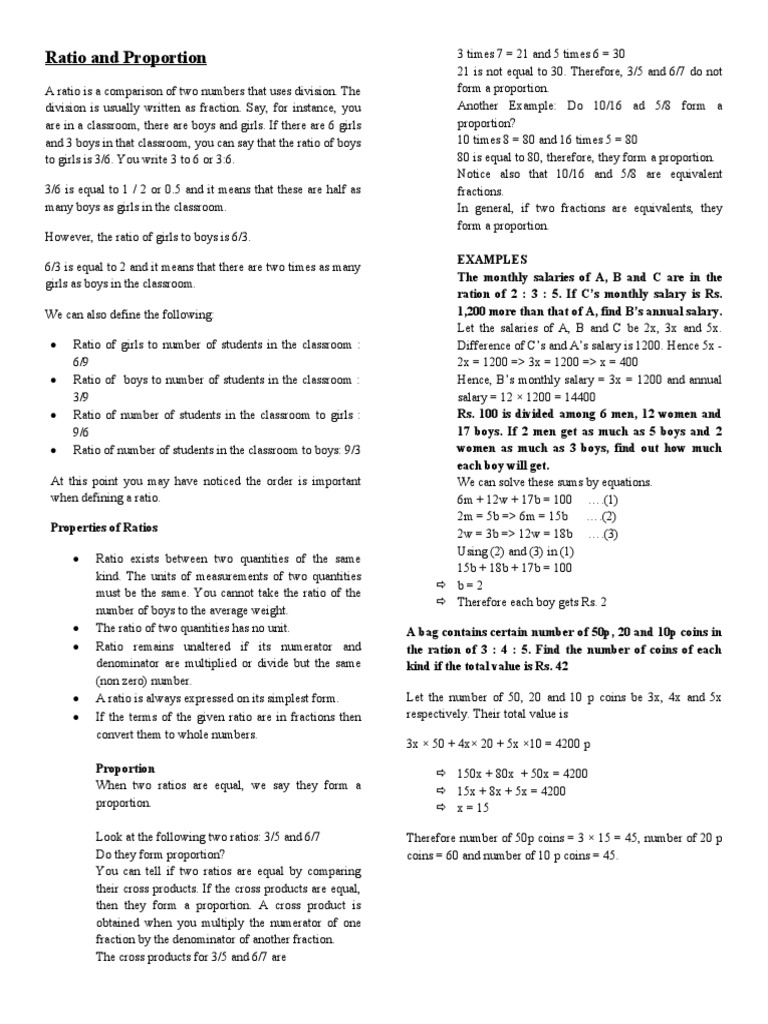 Understanding Ratios and Proportions | PDF | Fraction (Mathematics) | Ratio