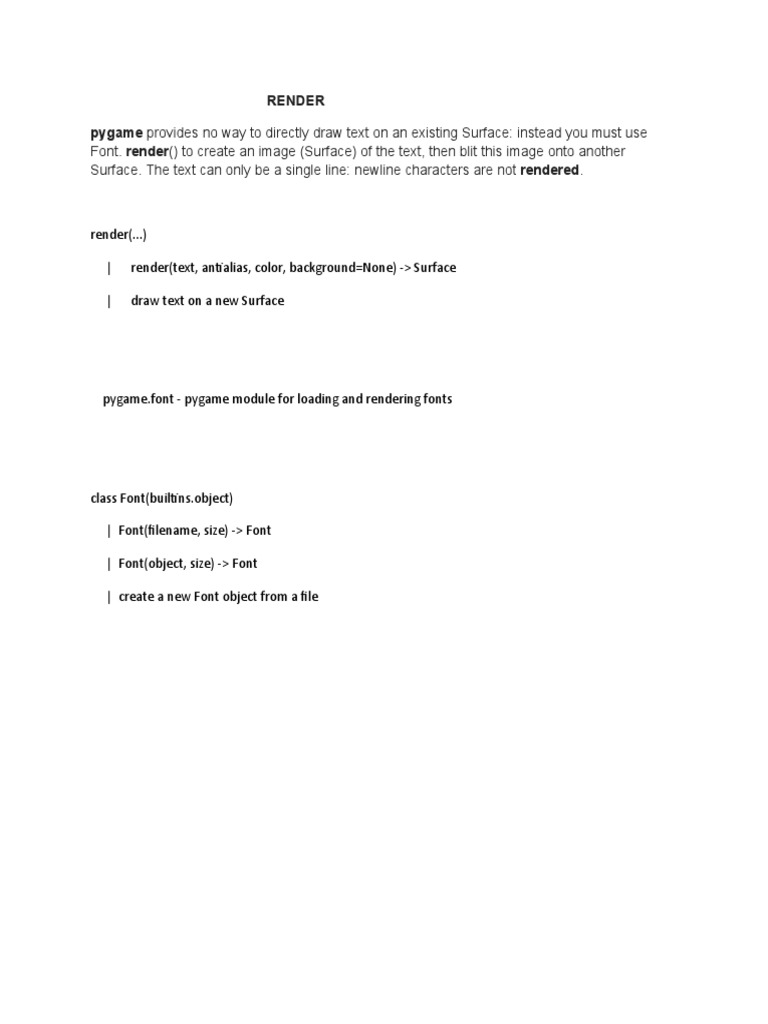 Pygame - Font and Render | PDF