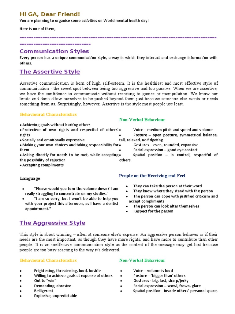 Communication Styles Explained | PDF | Nonverbal Communication ...