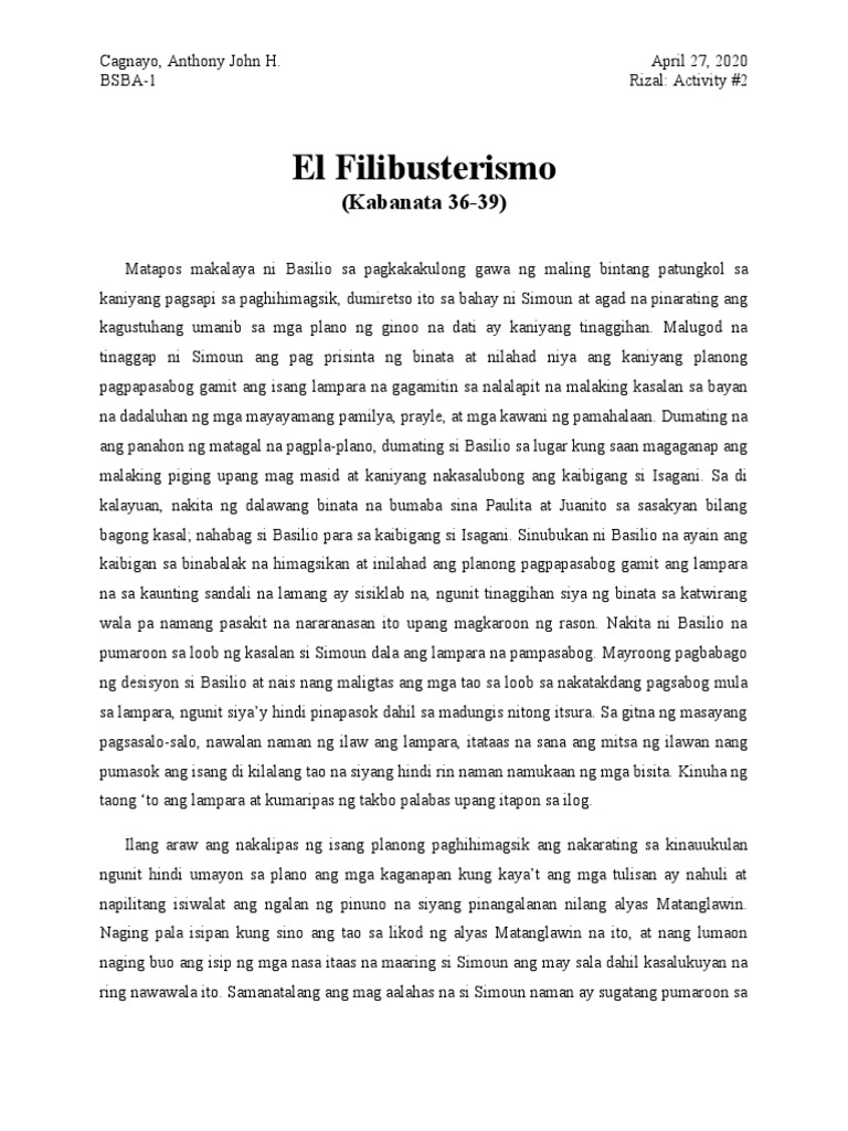 El Filibusterismo (Kabanata 22-28) | PDF