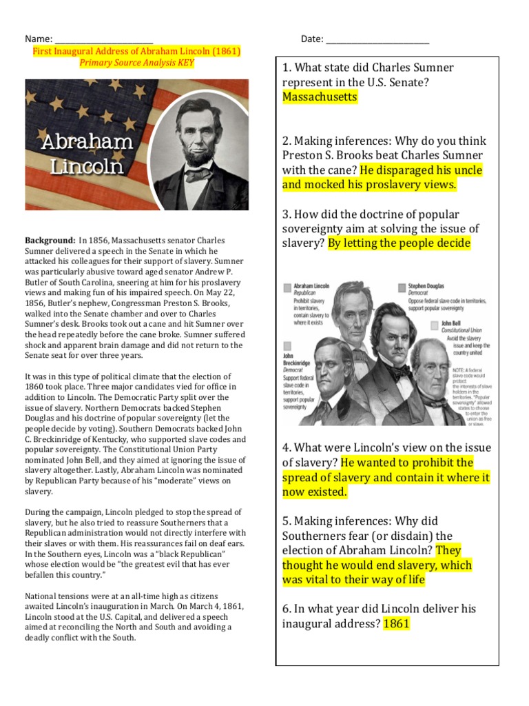 Lincoln's 1861 Inaugural Address Analysis | PDF | Abraham Lincoln ...
