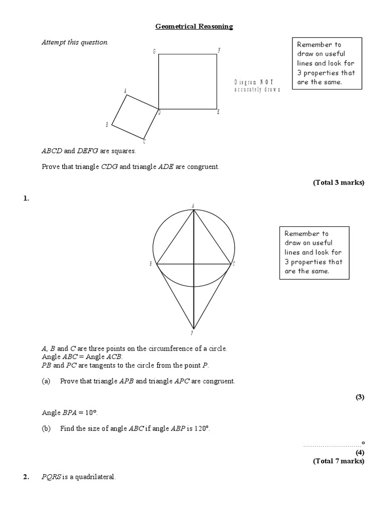 Attempt This Question.: Geometrical Reasoning | Download Free PDF ...