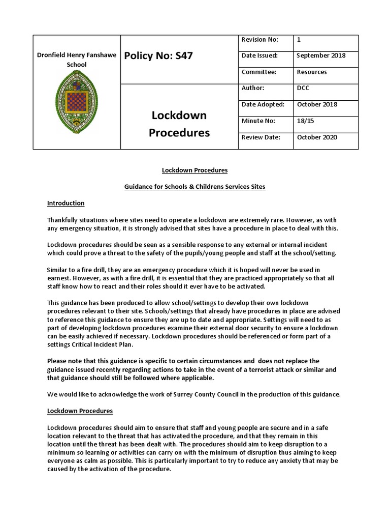 Lockdown Procedures | PDF | Emergency | Emergency Management