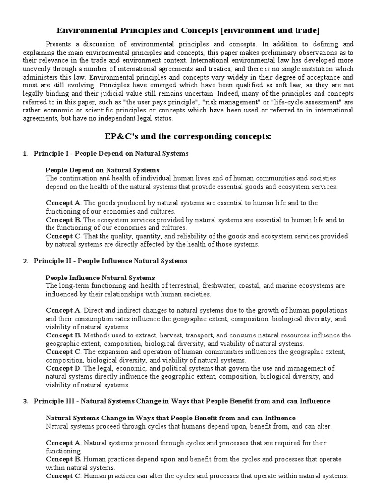 Environmental Principles and Concepts | PDF | Environmental Law ...