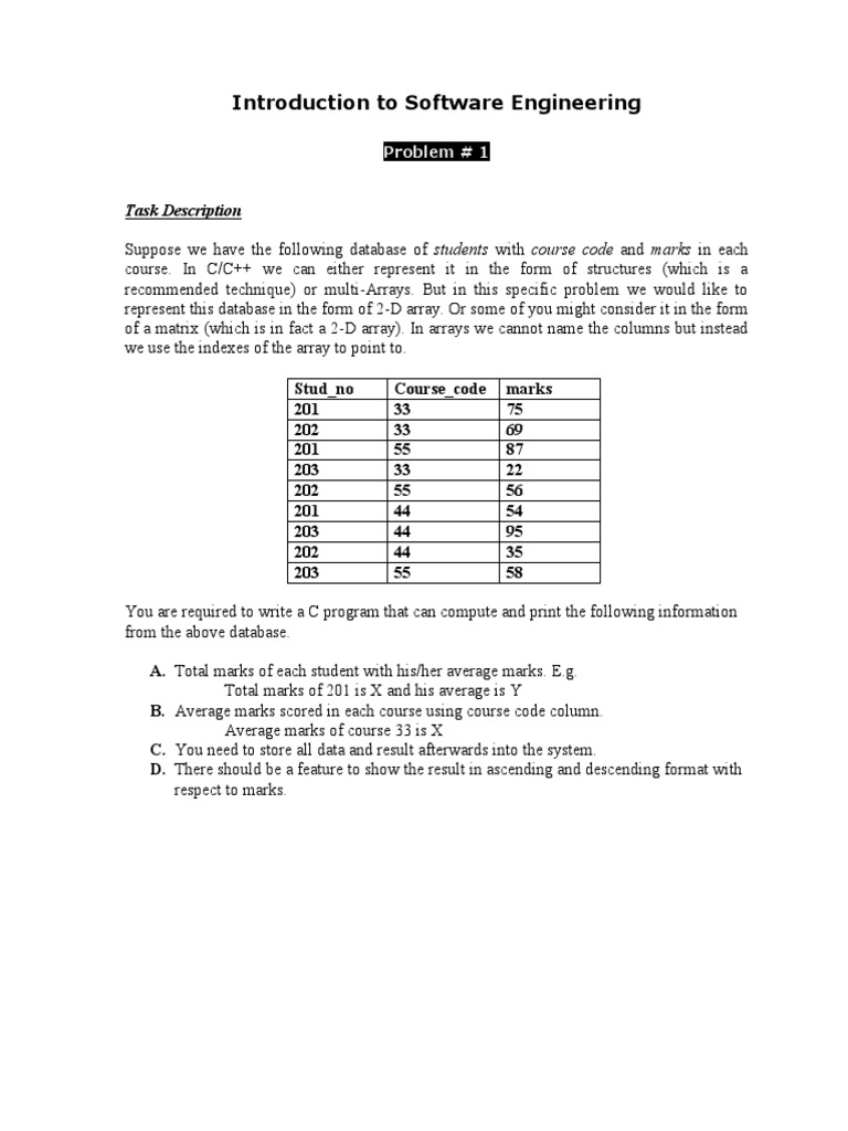 Introduction to Software Engineering Problems | PDF | Databases ...