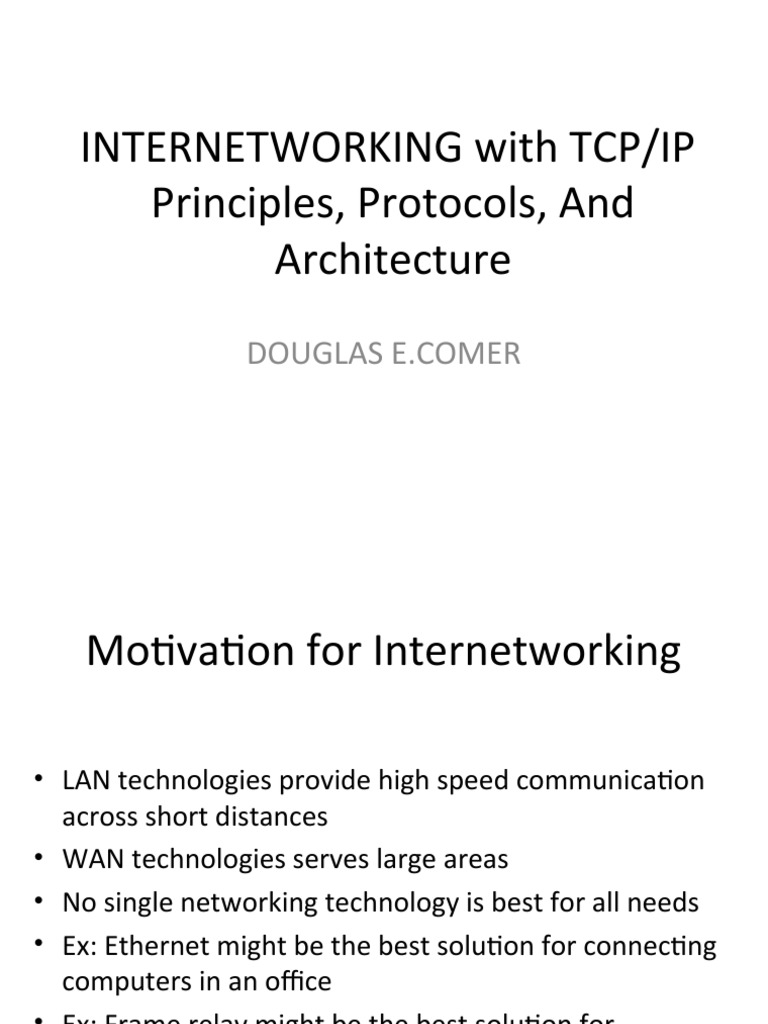 Internetworking With Tcp/Ip Principles, Protocols, and Architecture ...