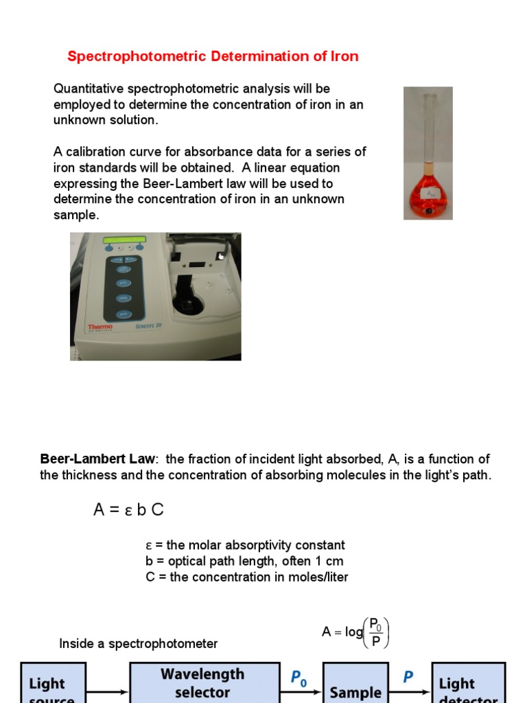Spectrophotometric Iron Analysis Guide | PDF | Spectrophotometry ...