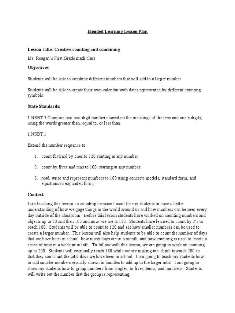 Blended Learning Lesson Plan | Download Free PDF | Numbers | Special ...