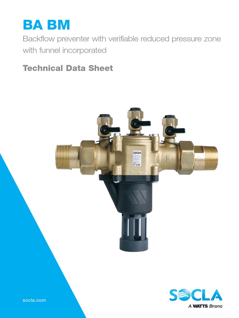 Ba BM: Backflow Preventer With Verifiable Reduced Pressure Zone With ...