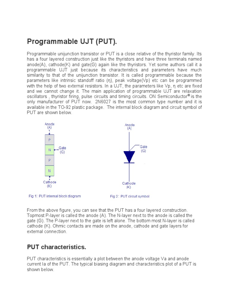 Programmable UJT (PUT) | PDF | Electronic Oscillator | Capacitor