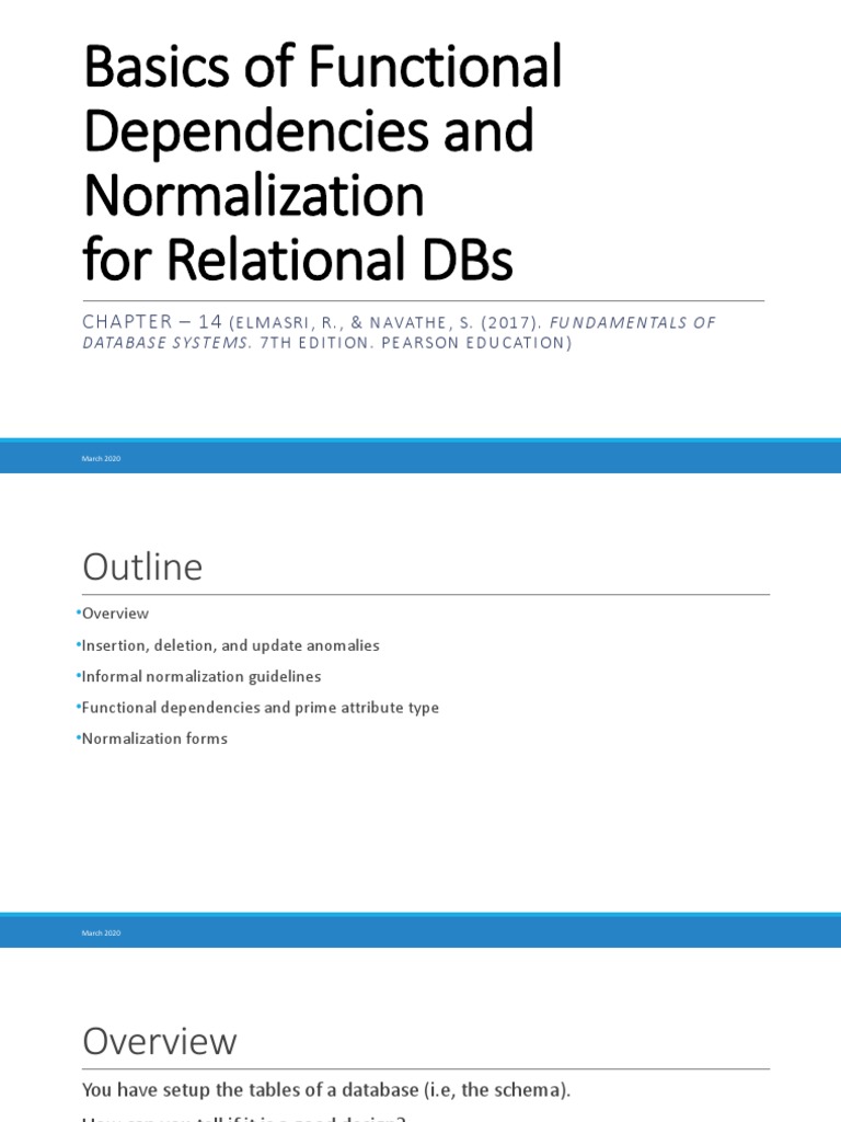 CH 14 FDs and Normalization PDF | PDF | Relational Model | Relational Database