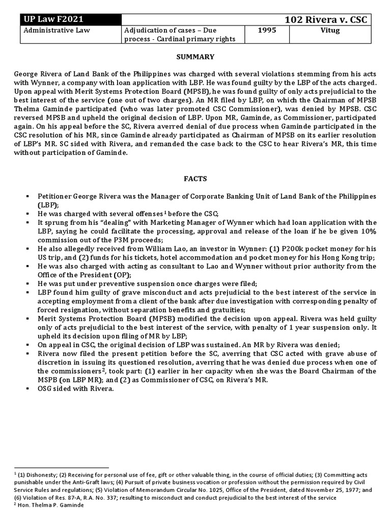 102 Rivera v. CSC | PDF | Government | Virtue