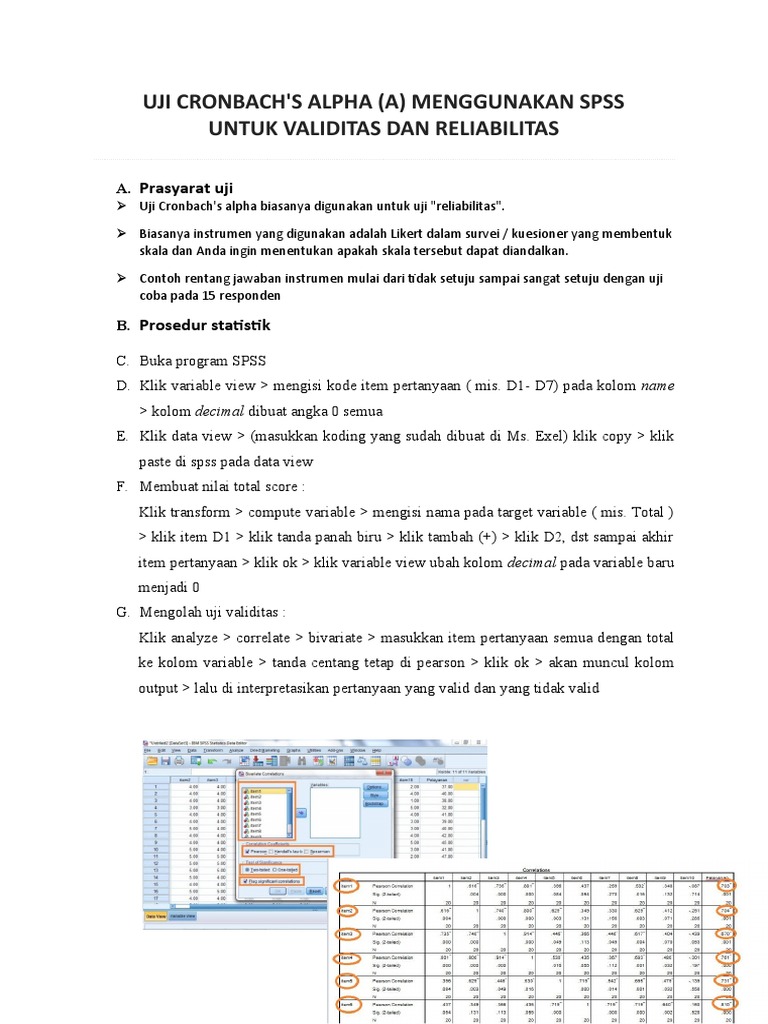 Uji Reliabilitas Cronbach's Alpha SPSS | PDF