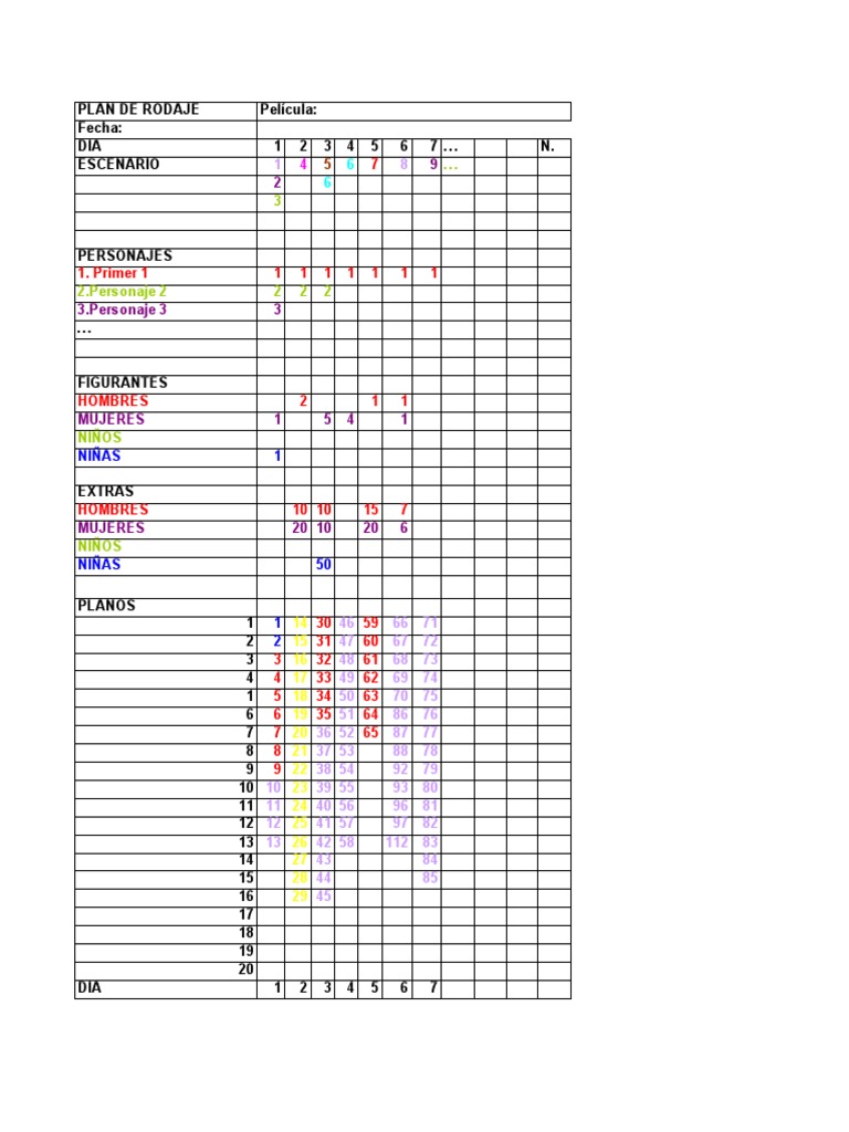 PLAN DE RODAJE Modelo | PDF