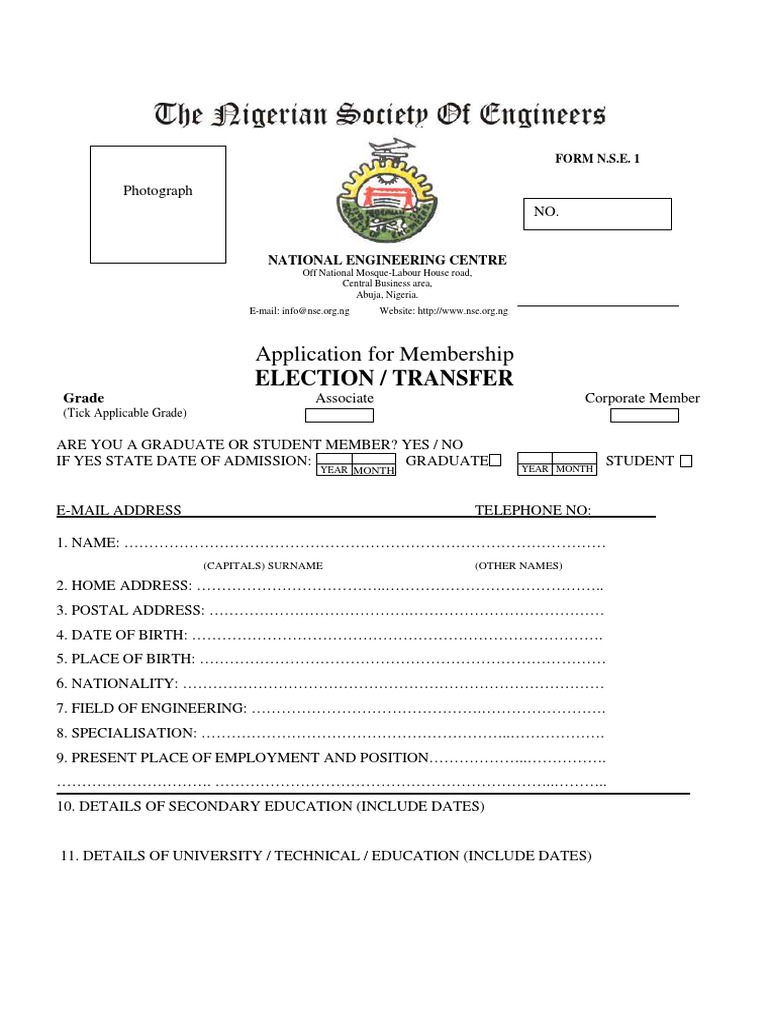 Application For Membership: Election / Transfer | PDF | Business