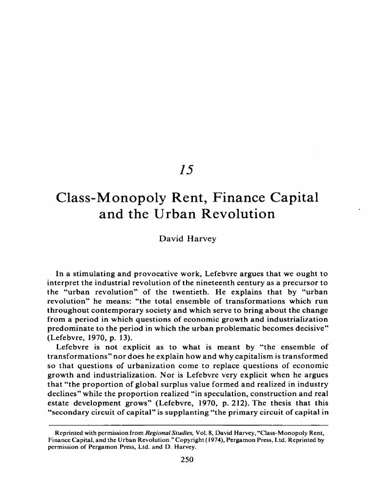 Class-Monopoly Rent, Finance Capital and The Urban Revolution | PDF ...