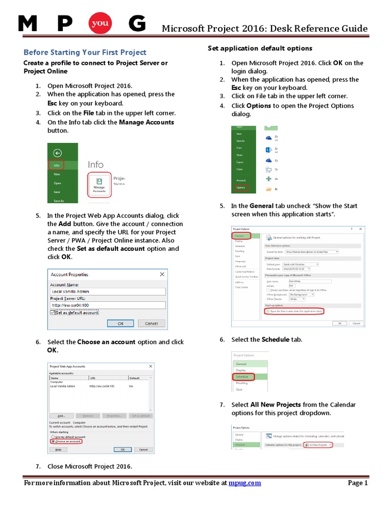 Microsoft Project 2016: Desk Reference Guide: Before Starting Your ...