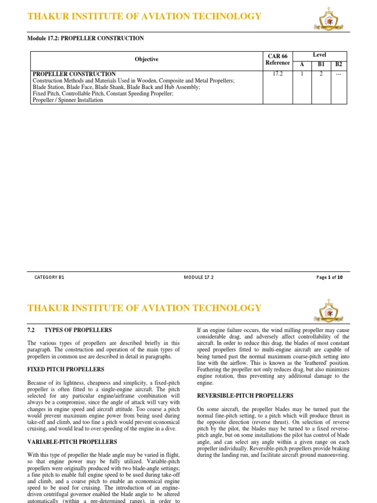 Thakur Institute of Aviation Technology: Module 17.2: Propeller ...