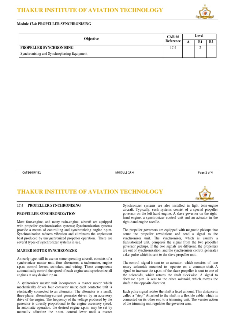 Propeller Synchronization Systems Overview | PDF | Electric Motor ...
