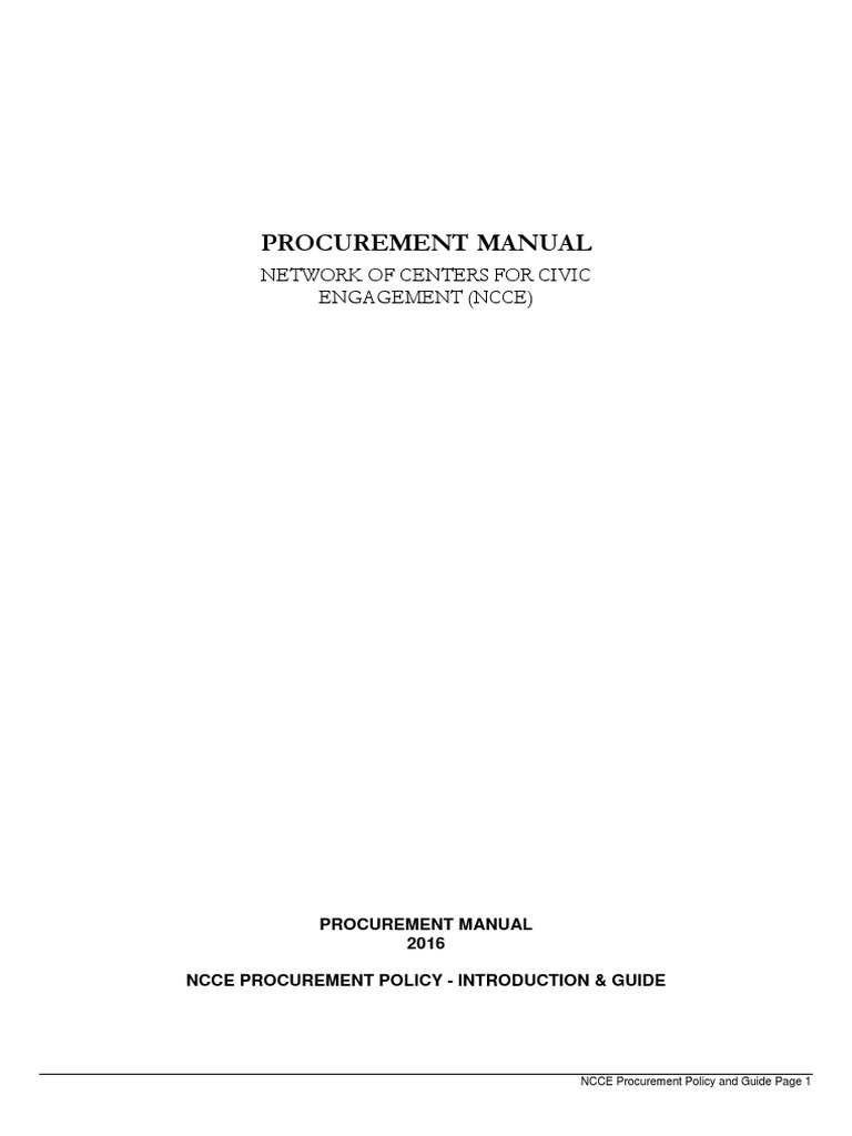 Procurement Manual: Network of Centers For Civic Engagement (Ncce ...
