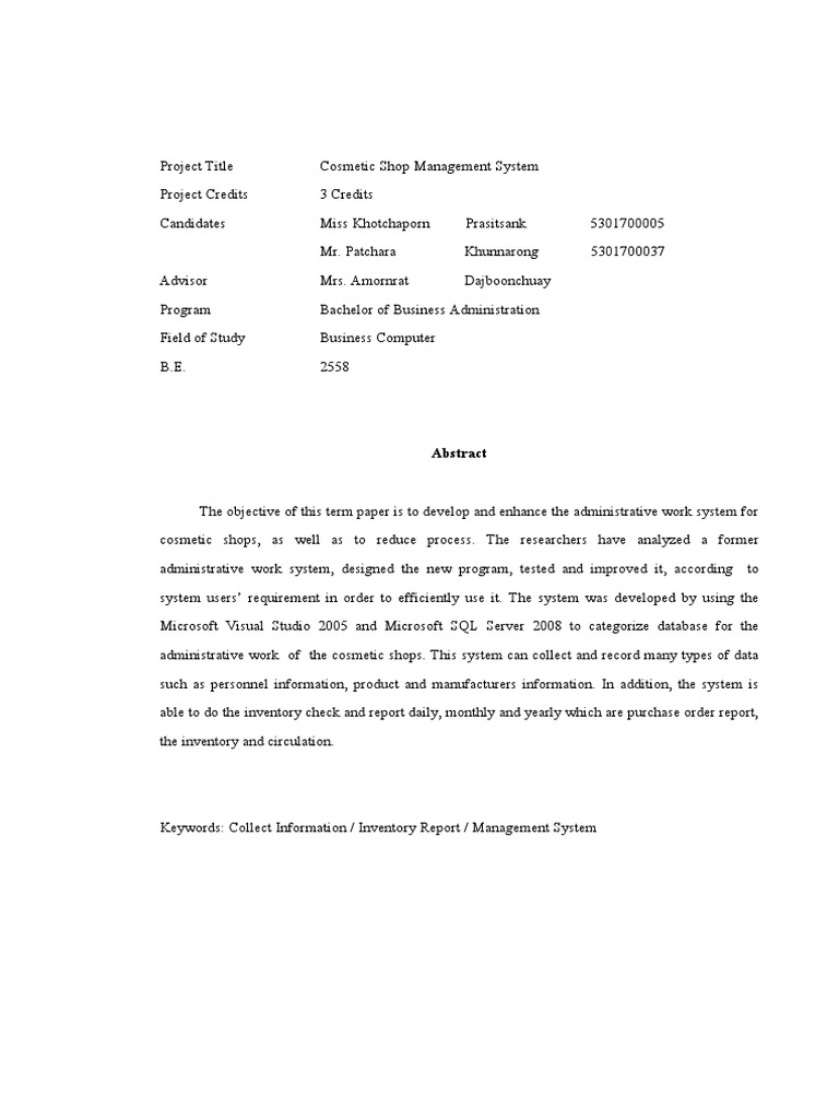 09 - Cosmetic Shop Management System | PDF