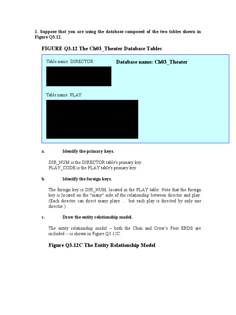 FIGURE Q3.12 The Ch03 - Theater Database Tables Database Name: Ch03 ...