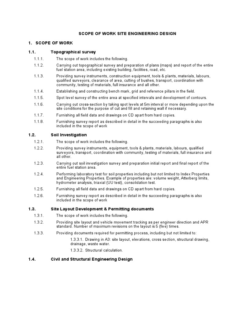 DESIGN Scope of Work | PDF | Surveying | Engineering Design Process