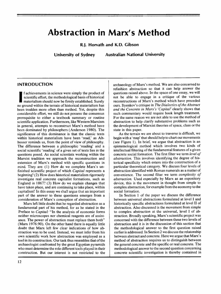 Marx's Abstraction Method | PDF | Capitalism | Karl Marx