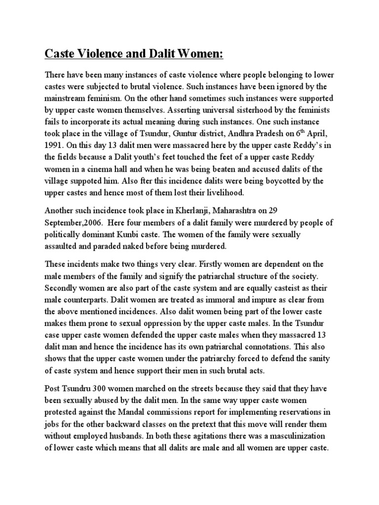 Caste Violence and Dalit Women's Oppression | PDF | Dalit | Caste